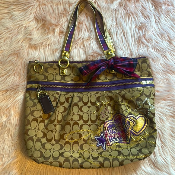 Coach | Bags | Coach Poppy Tartan Plaid Applique Glam Tote | Poshmark